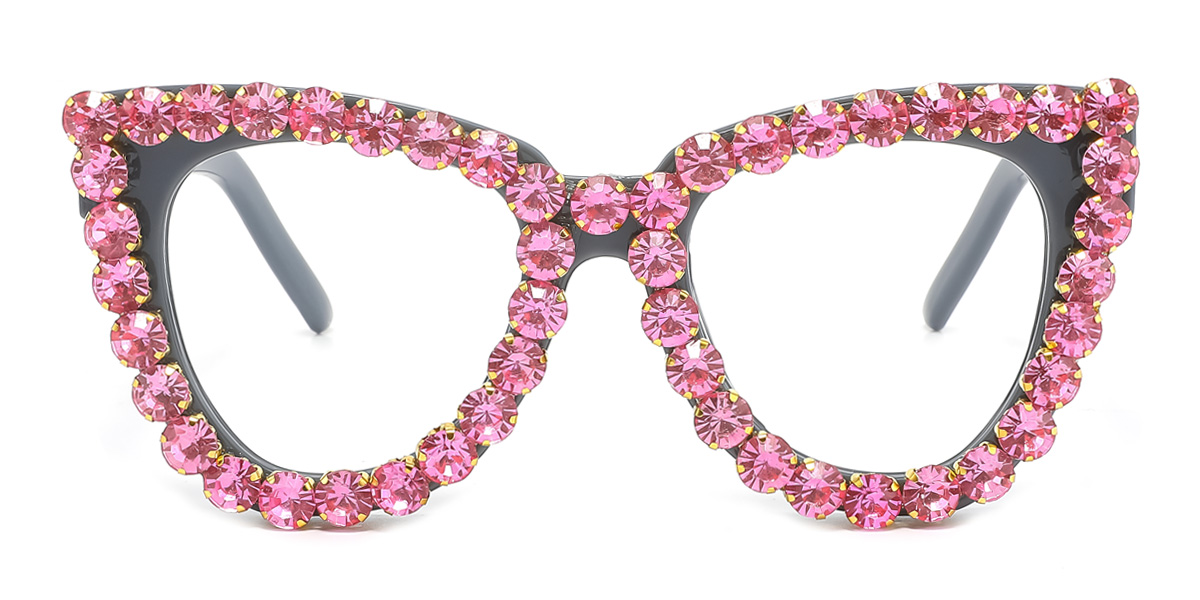 Pink Cateye Unique Gorgeous Rhinestone Custom Engraving Eyeglasses ...