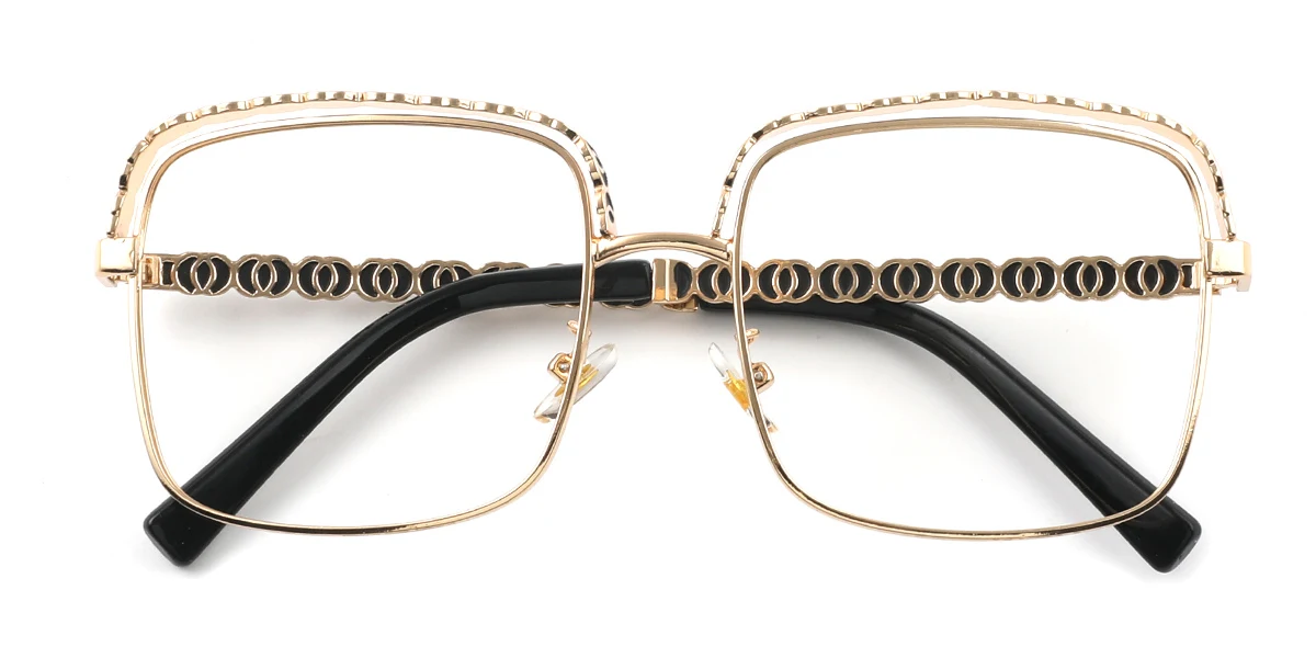 Gold Rectangle Simple Eyeglasses | WhereLight