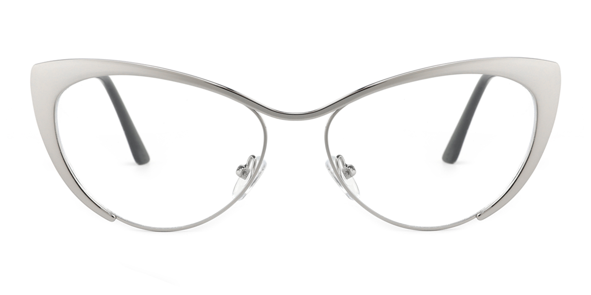 Silver Cateye Unique Gorgeous Spring Hinges Eyeglasses | WhereLight