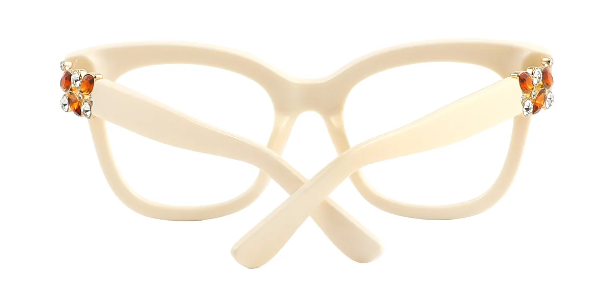 White Rectangle Unique Rhinestone Custom Engraving Eyeglasses | WhereLight