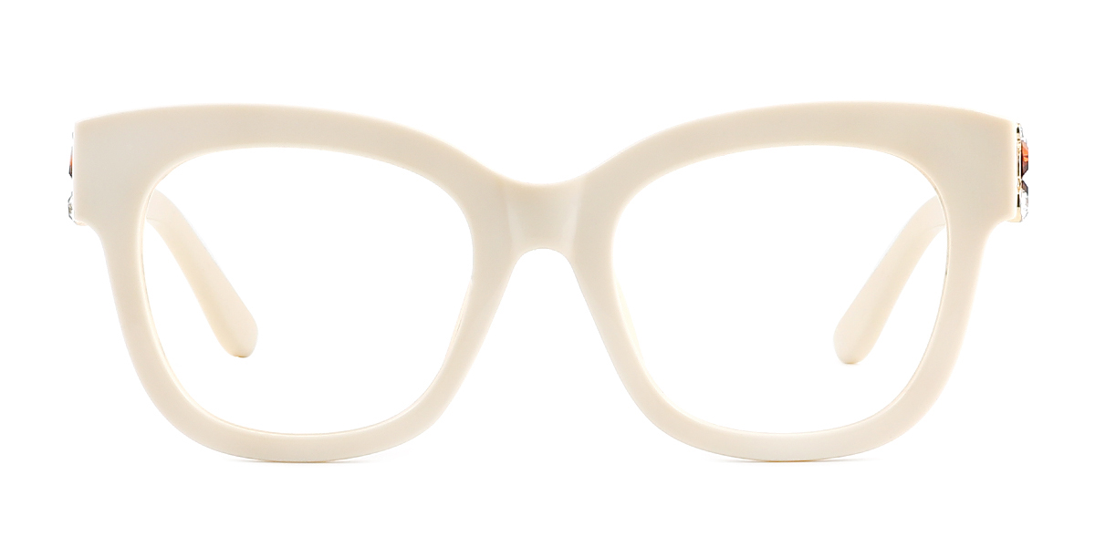 White Rectangle Unique Rhinestone Custom Engraving Eyeglasses | WhereLight