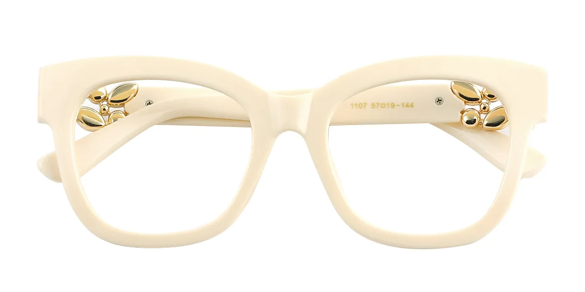 White Rectangle Unique Rhinestone Custom Engraving Eyeglasses | WhereLight