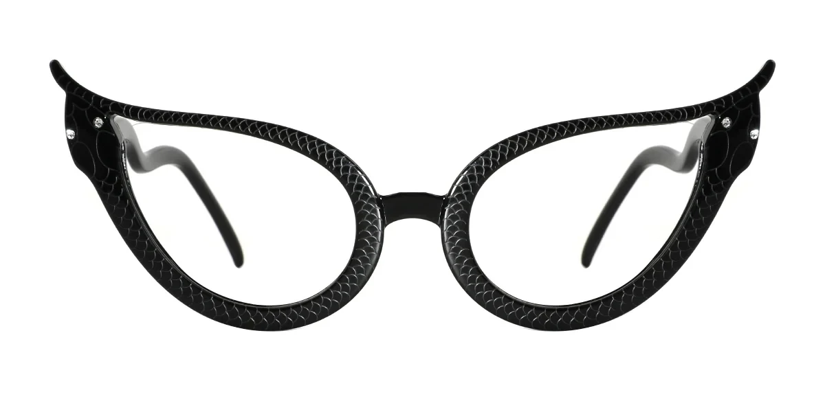 Black Cateye Unique Custom Engraving Eyeglasses | WhereLight