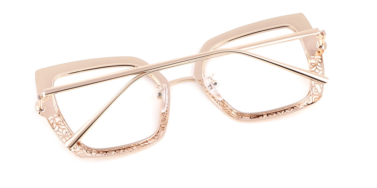 Red Geometric Gorgeous Full-rim Metal Large Glasses for female from ...