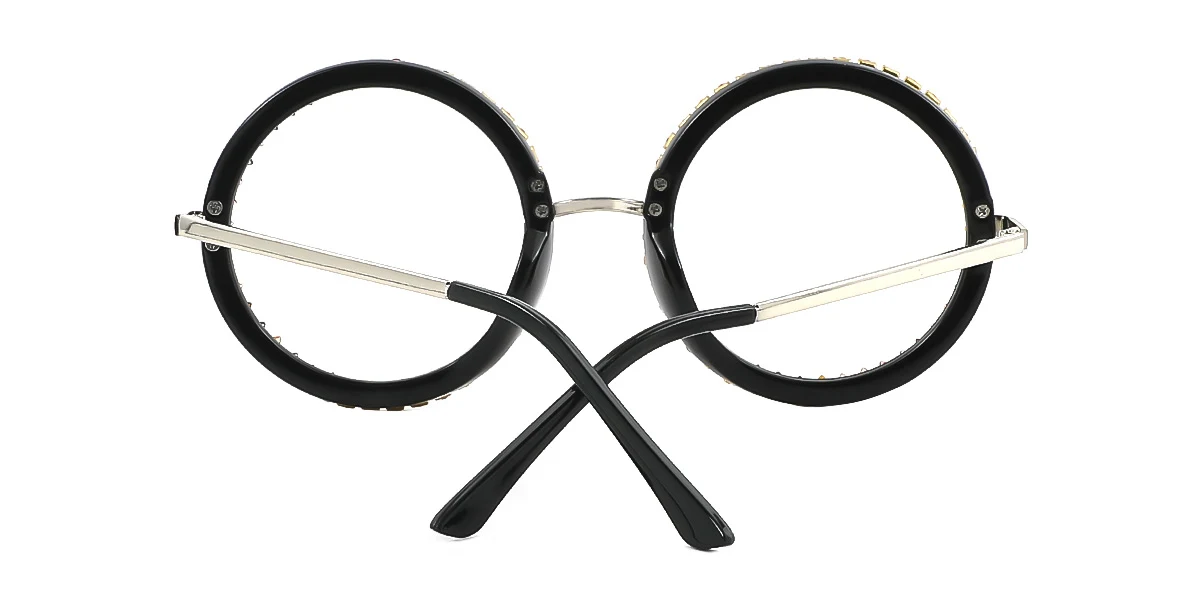 Floral Round Gorgeous Rhinestone Custom Engraving Eyeglasses | WhereLight