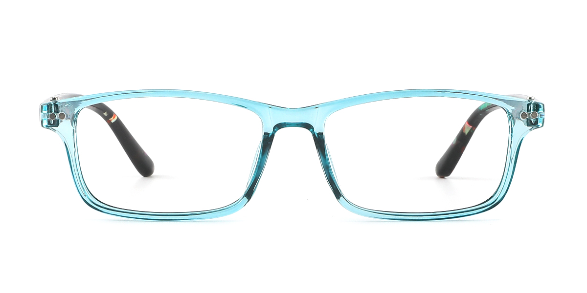 Blue Rectangle Simple Spring Hinges Super Light Eyeglasses | WhereLight