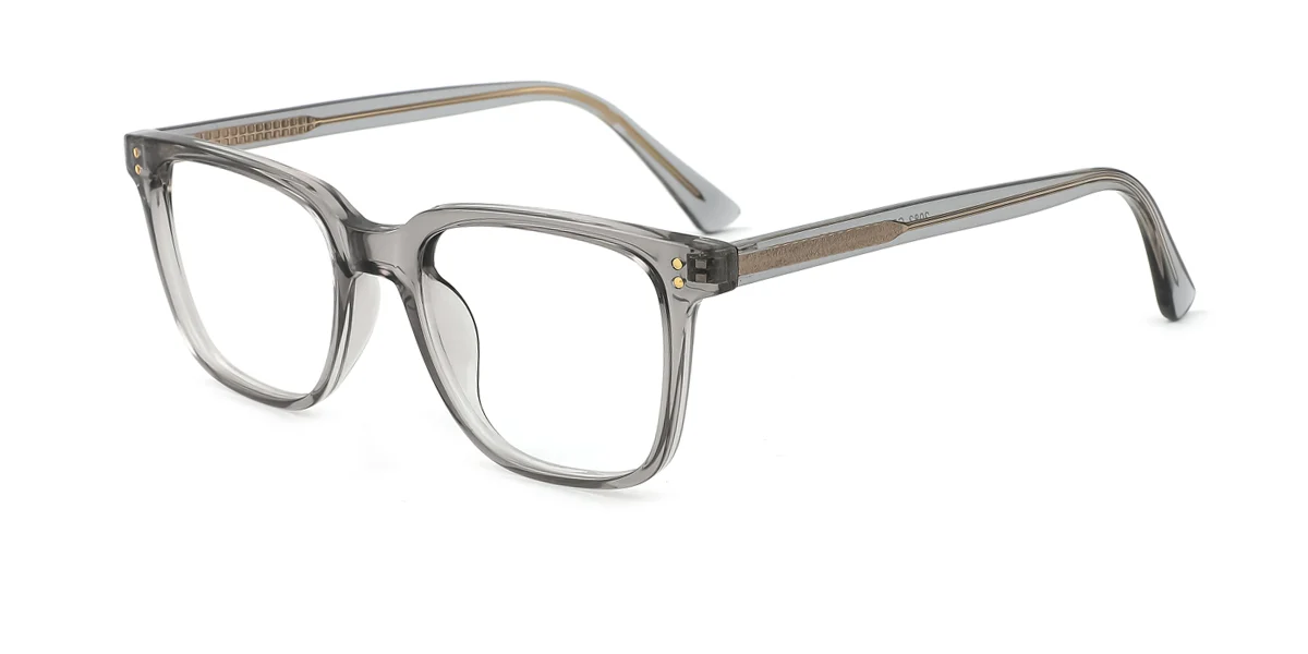 Grey Rectangle Simple Classic Custom Engraving Eyeglasses | WhereLight