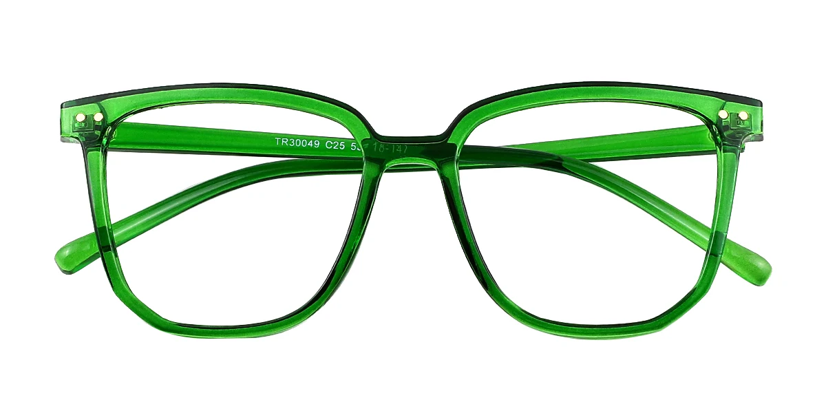 Green Rectangle Irregular Simple Classic Eyeglasses | WhereLight
