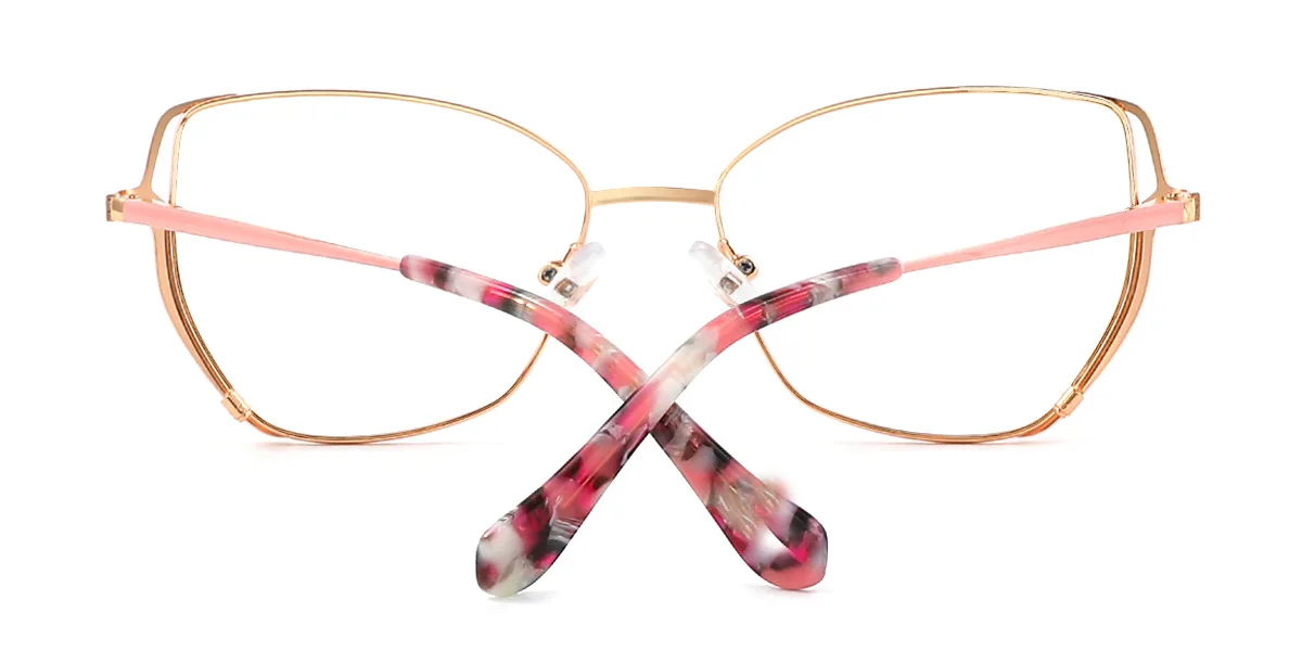 Pink Geometric Simple Spring Hinges Eyeglasses | WhereLight