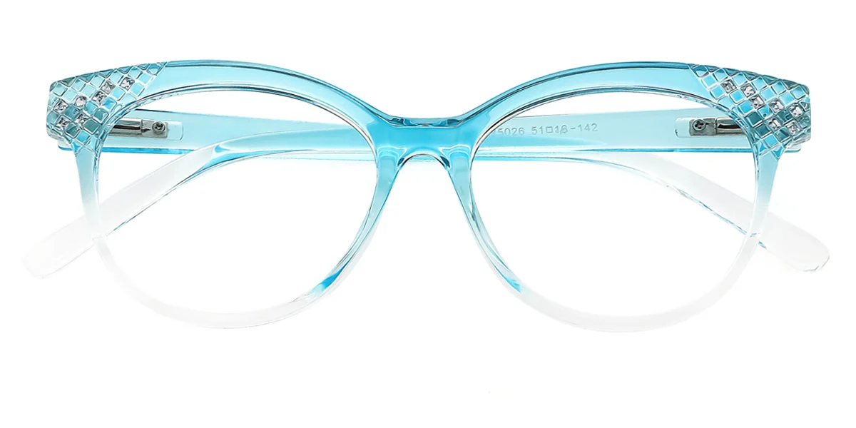 Blue Oval Gorgeous Rhinestone Custom Engraving Eyeglasses | WhereLight