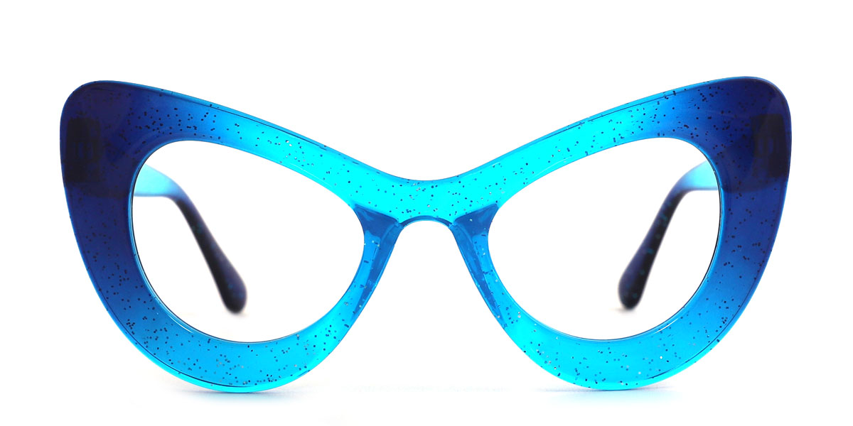 Blue Cateye Unique Full-rim Plastic Large Glasses for female from ...