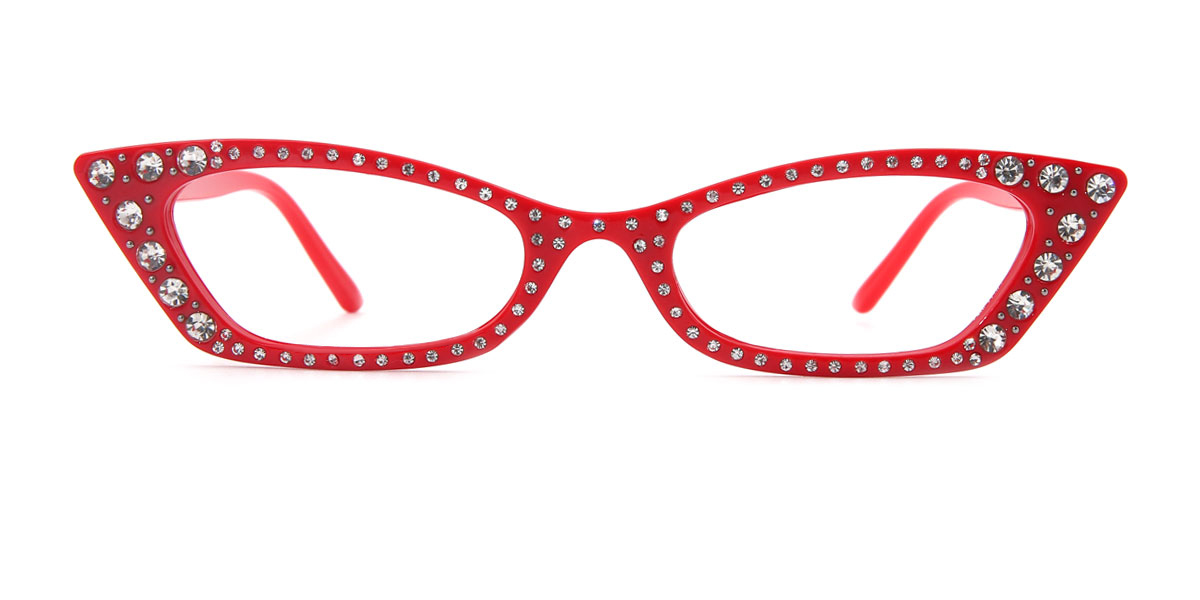 Red Cateye Unique Gorgeous Rhinestone Custom Engraving Eyeglasses ...