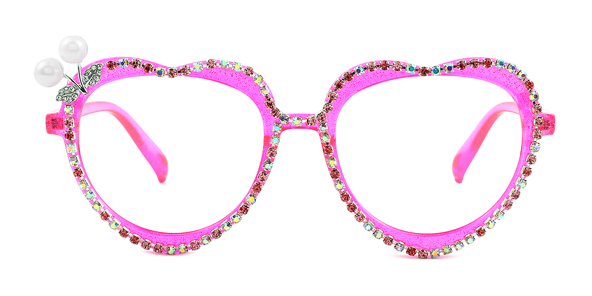 Pink Heart Unique Gorgeous Rhinestone Eyeglasses | WhereLight