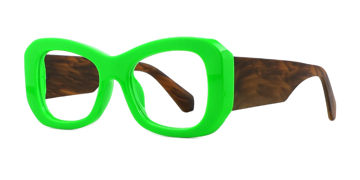 Green Rectangle Unique Gorgeous Custom Engraving Eyeglasses | WhereLight