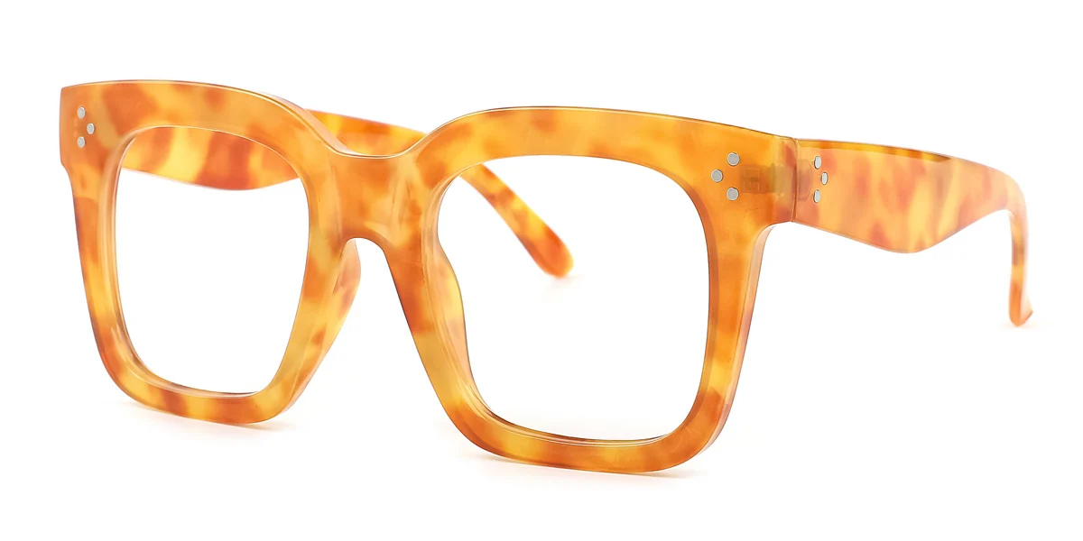 Orange Rectangle Unique Custom Engraving Extended Fit Eyeglasses ...