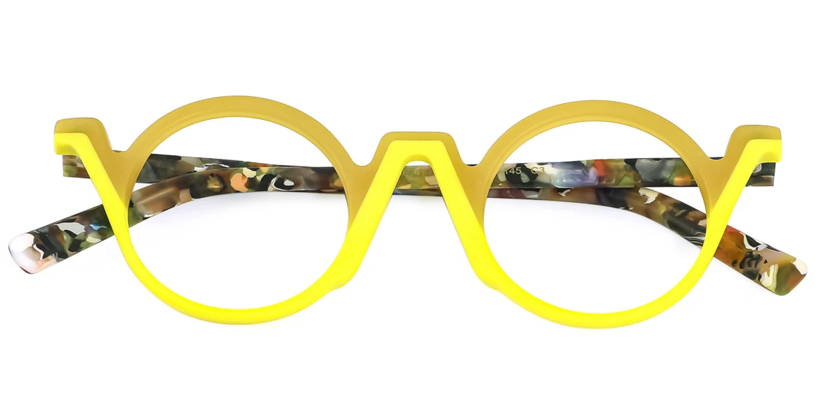 Yellow Round Unique Gorgeous Eyeglasses | WhereLight
