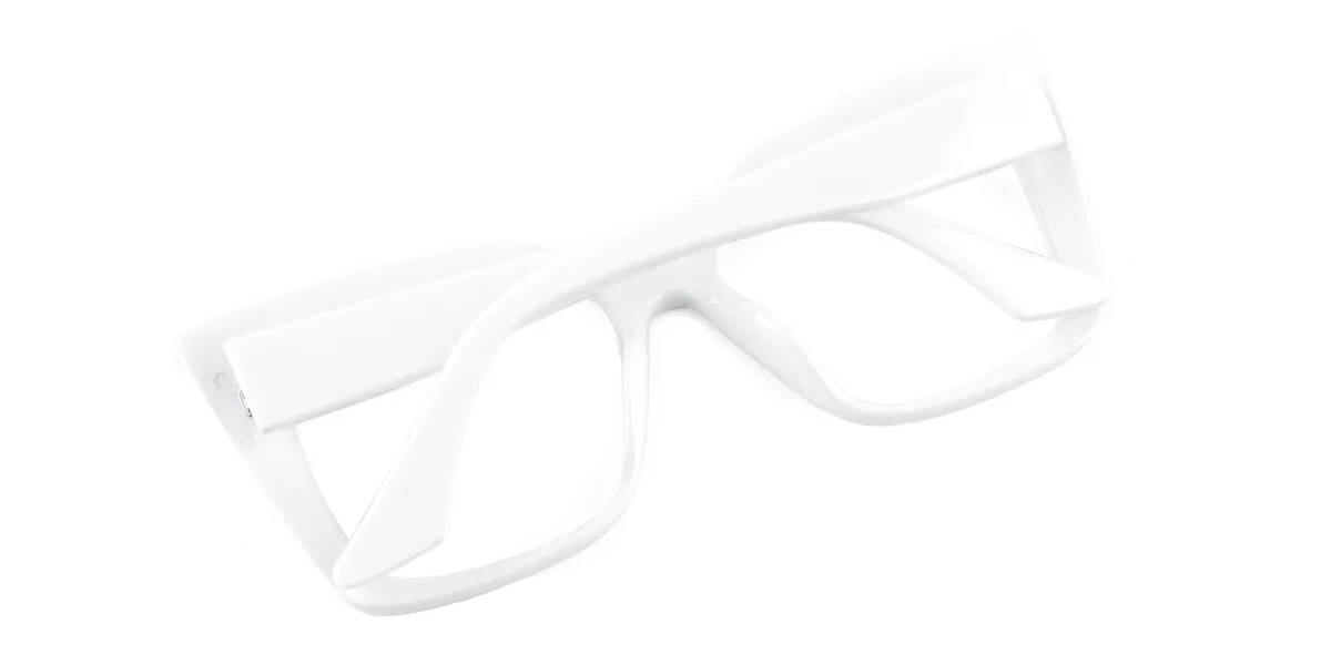 White Cateye Rectangle Unique Custom Engraving Eyeglasses | WhereLight