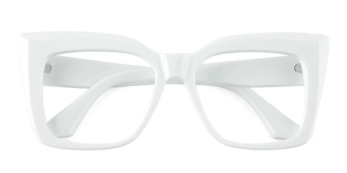 White Cateye Rectangle Unique Custom Engraving Eyeglasses | WhereLight