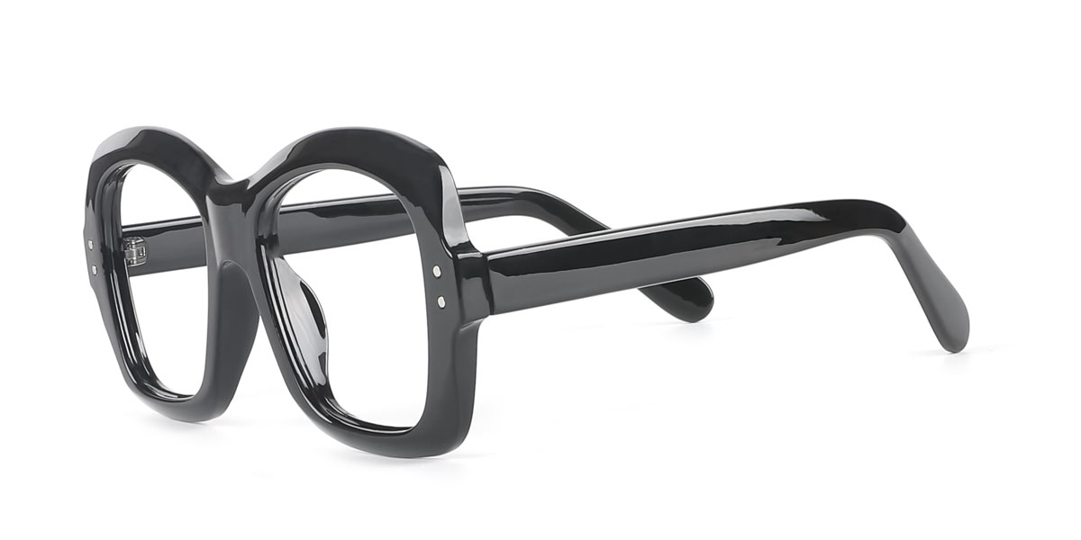Black Geometric Unique Full-rim Plastic Large Glasses for female from ...