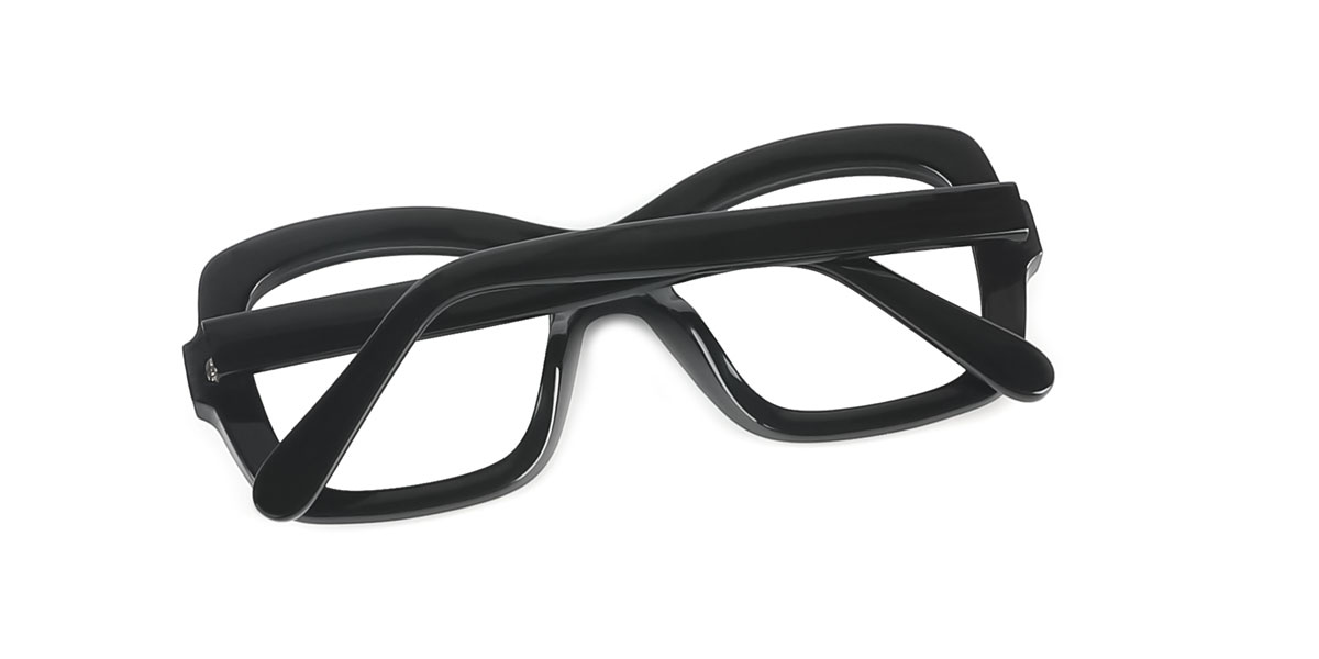 Black Geometric Unique Full-rim Plastic Large Glasses for female from ...