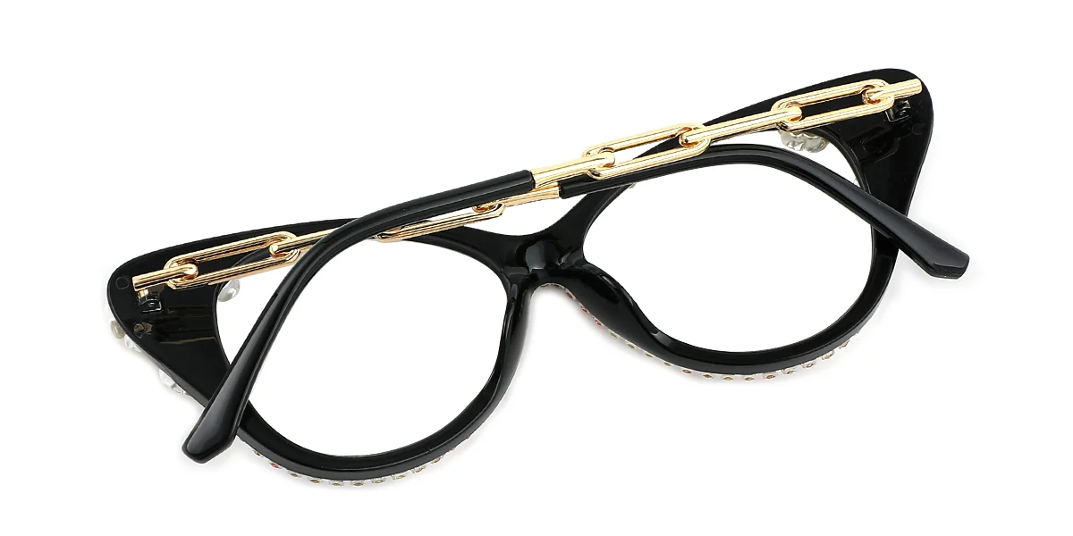 Black Cateye Gorgeous Rhinestone Eyeglasses | WhereLight