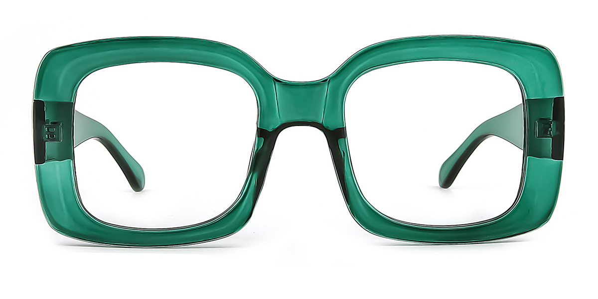 Green Geometric Classic Full-rim Plastic Large Glasses for female from ...