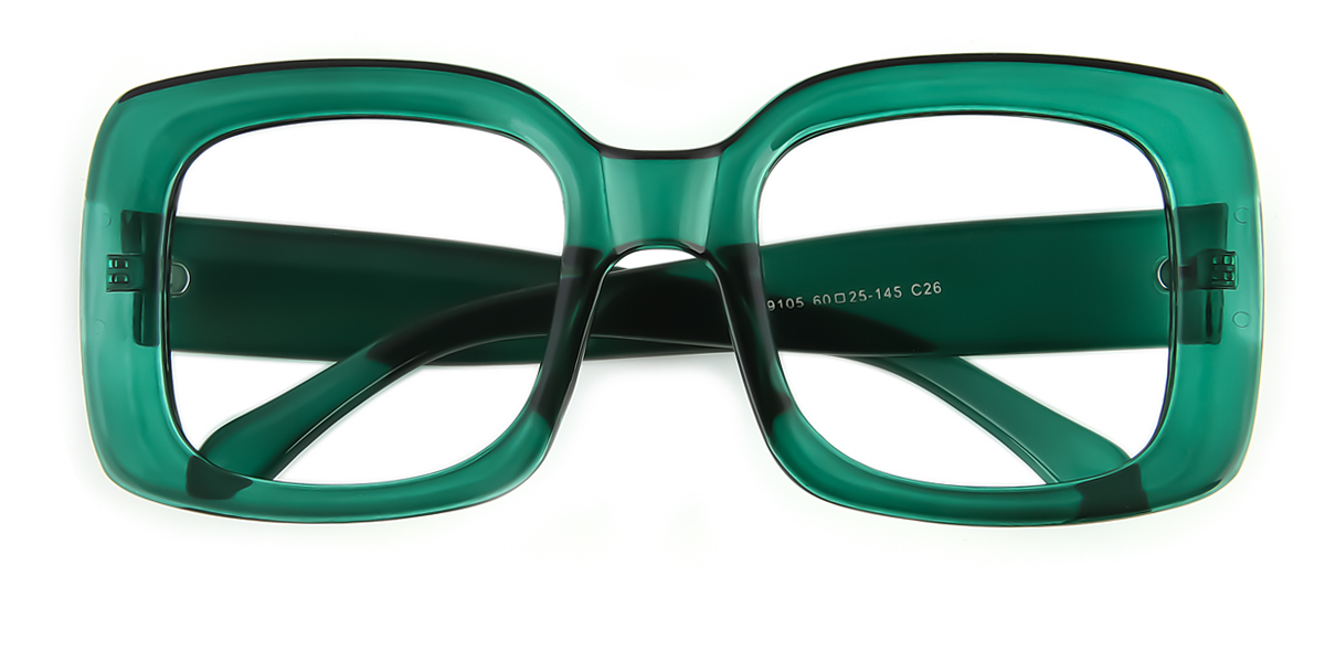 Green Geometric Classic Full-rim Plastic Large Glasses for female from ...