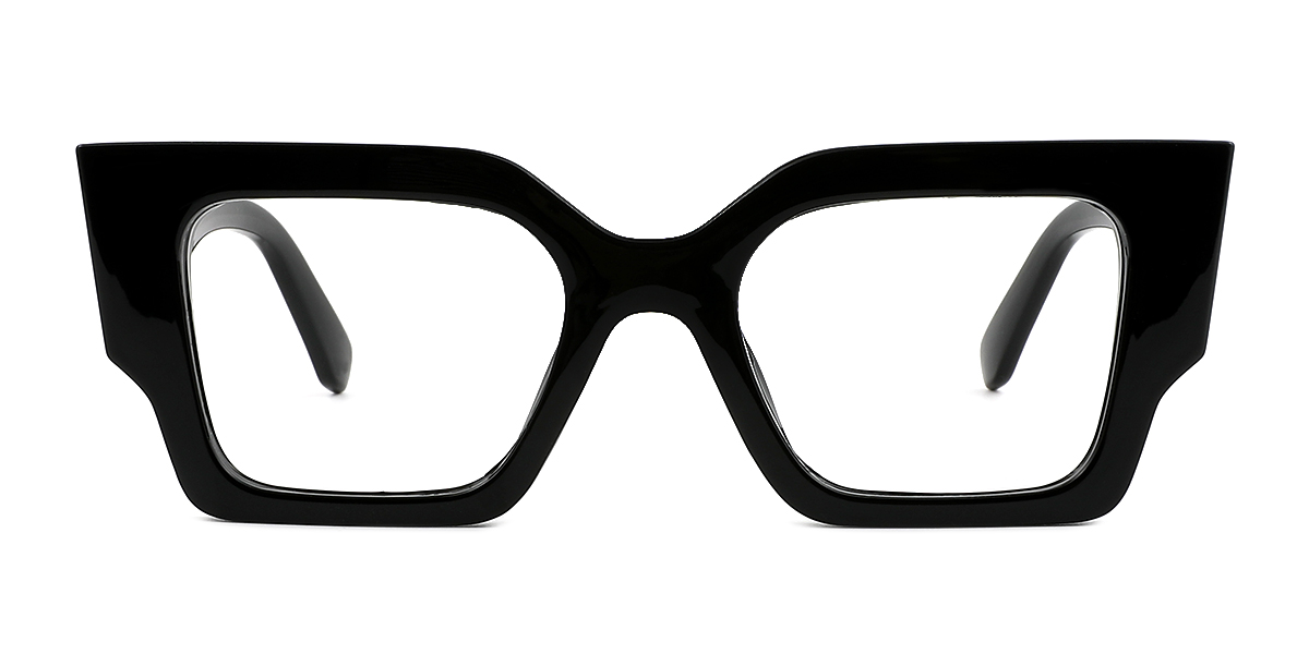 Black Rectangle Simple Custom Engraving Eyeglasses | WhereLight