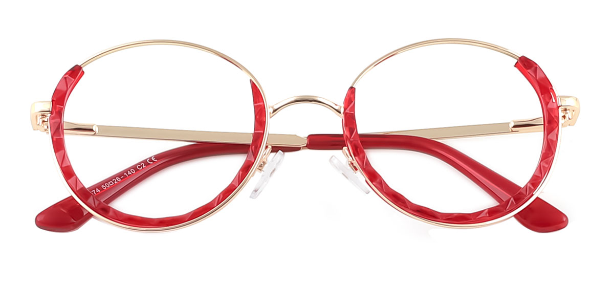 Red Round Unique Full-rim Mix & Match Large Glasses for female from ...