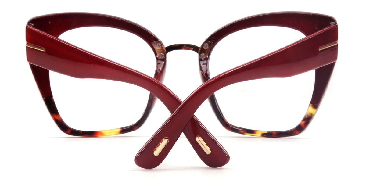 Red Cateye Unique Full-rim Plastic Large Glasses for female from Wherelight