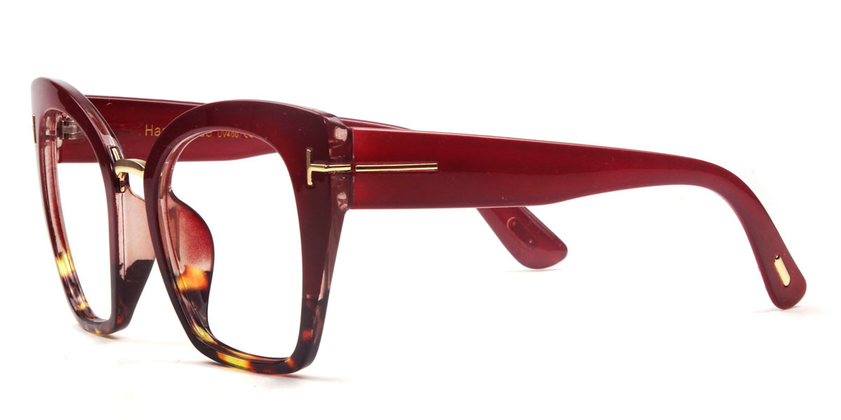 Red Cateye Unique Full-rim Plastic Large Glasses for female from Wherelight