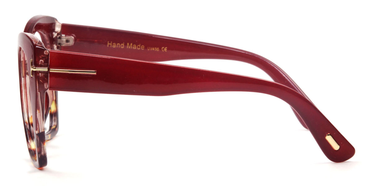 Red Cateye Unique Full-rim Plastic Large Glasses for female from Wherelight