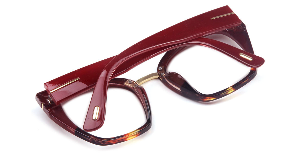 Red Cateye Unique Full-rim Plastic Large Glasses for female from Wherelight