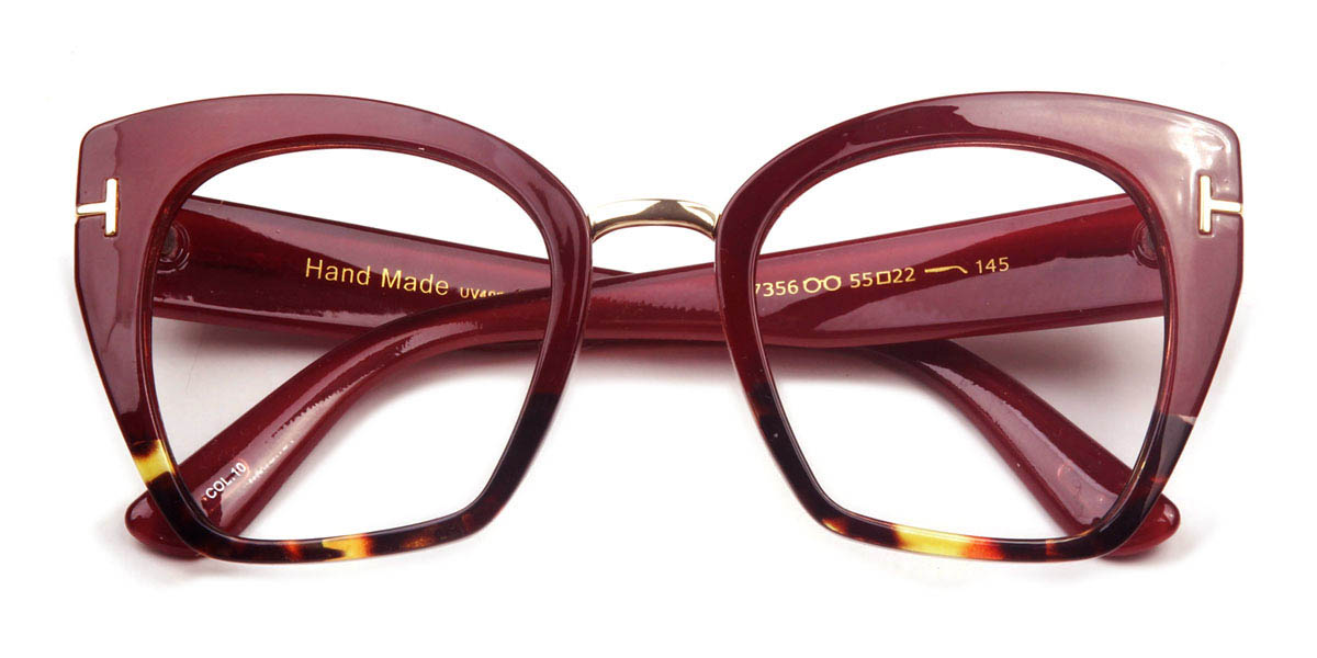 Red Cateye Unique Full-rim Plastic Large Glasses for female from Wherelight