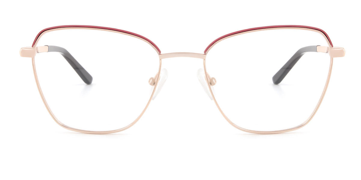 Women Designer Gold Geometric Prescription Eyeglasses Online Full-Rim ...