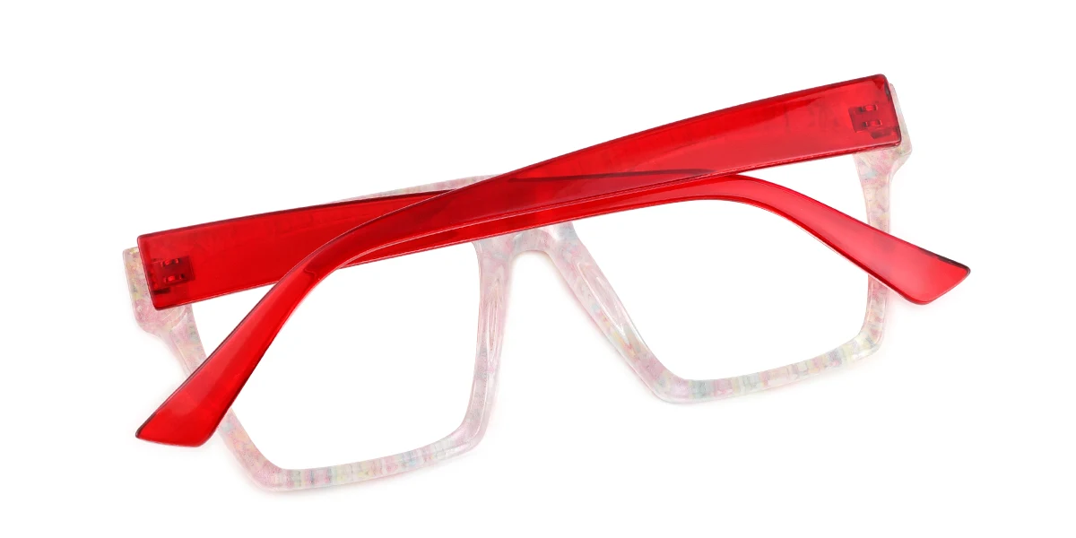 Red Rectangle Aviator Classic Custom Engraving Eyeglasses | WhereLight