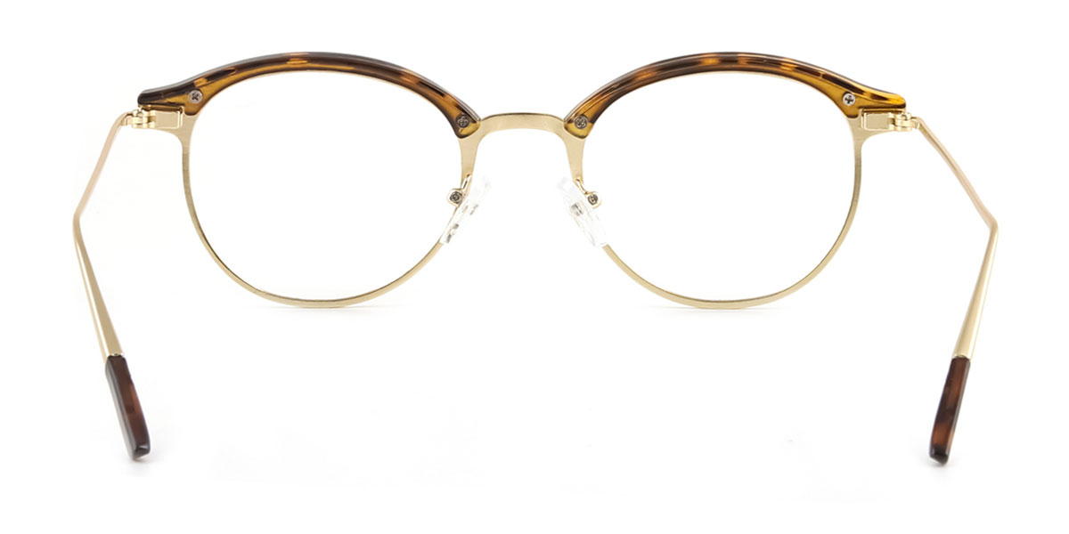 Tortoiseshell Round Simple Full-rim Metal Medium Glasses for female ...