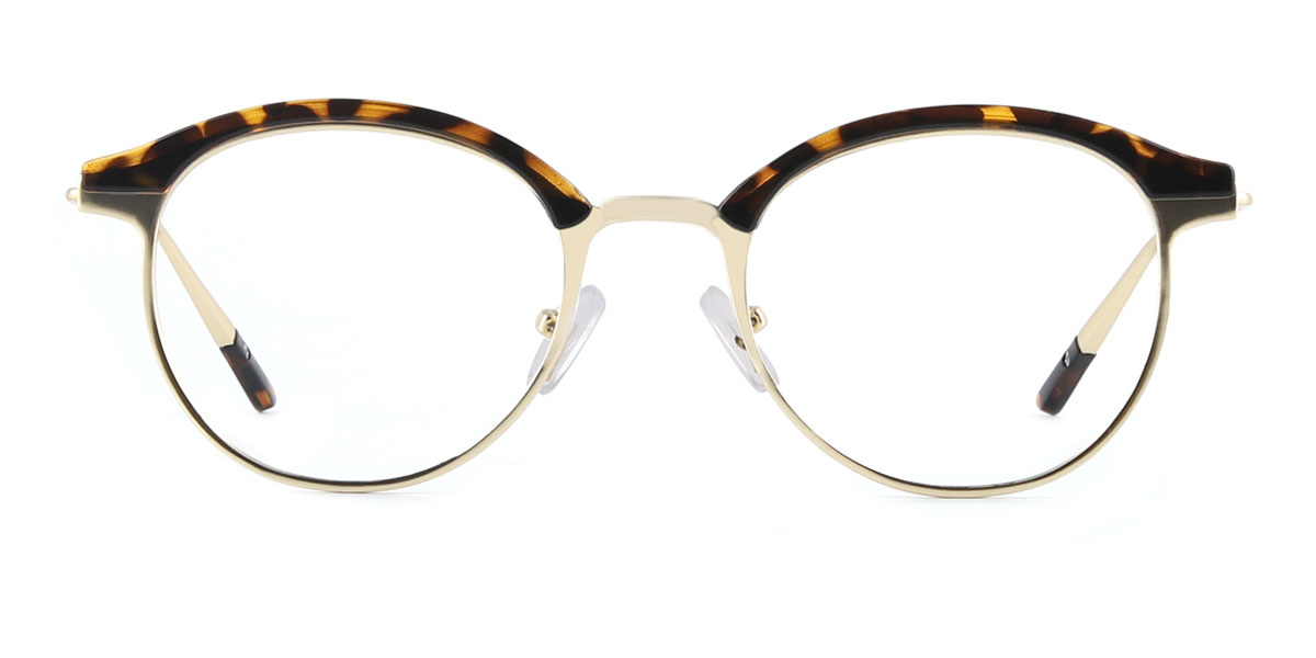 Tortoiseshell Round Simple Full-rim Metal Medium Glasses for female ...