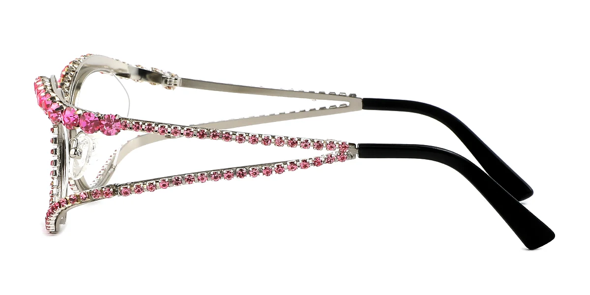 Pink Oval Unique Gorgeous Rhinestone Eyeglasses | WhereLight