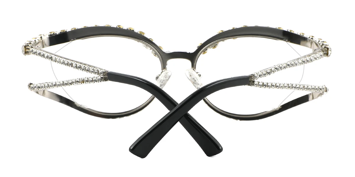 White Oval Unique Gorgeous Rhinestone Eyeglasses | WhereLight