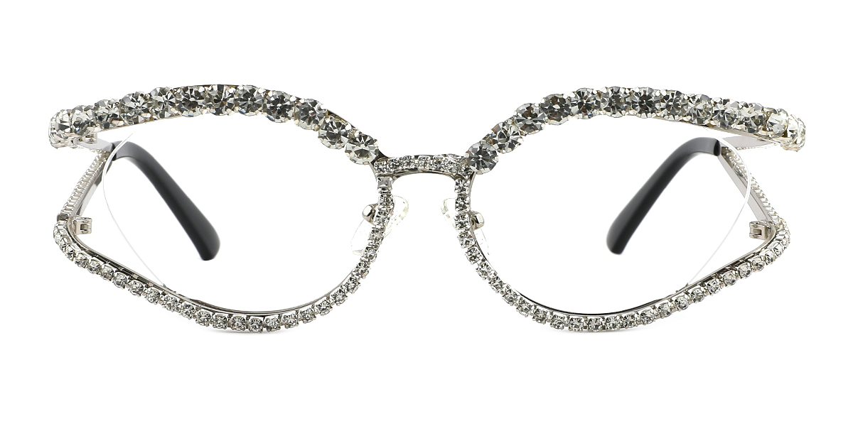 White Oval Unique Gorgeous Rhinestone Eyeglasses | WhereLight