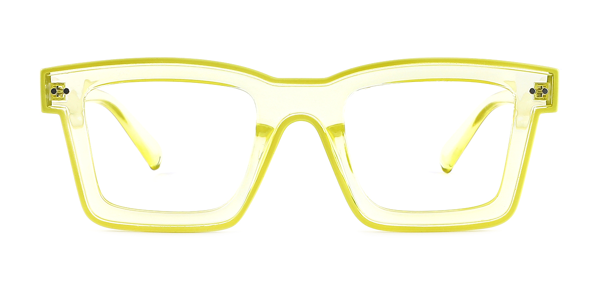 Yellow Rectangle Simple Custom Engraving Eyeglasses | WhereLight
