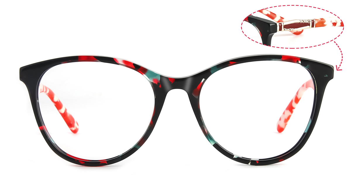 Red Oval Unique Spring Hinges Eyeglasses | WhereLight