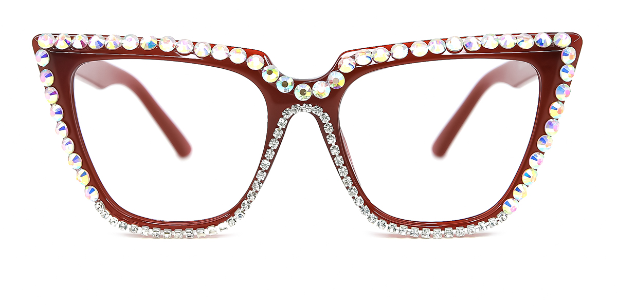 Red Cateye Unique Gorgeous Rhinestone Custom Engraving Eyeglasses ...