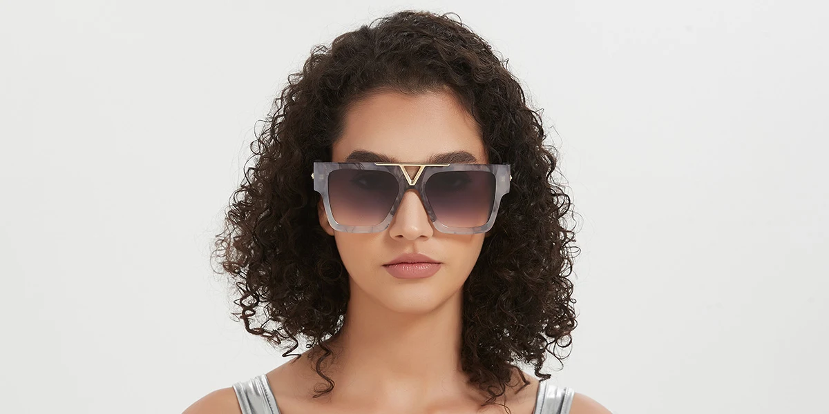 Grey Aviator Geometric Retro Custom Engraving Eyeglasses | WhereLight