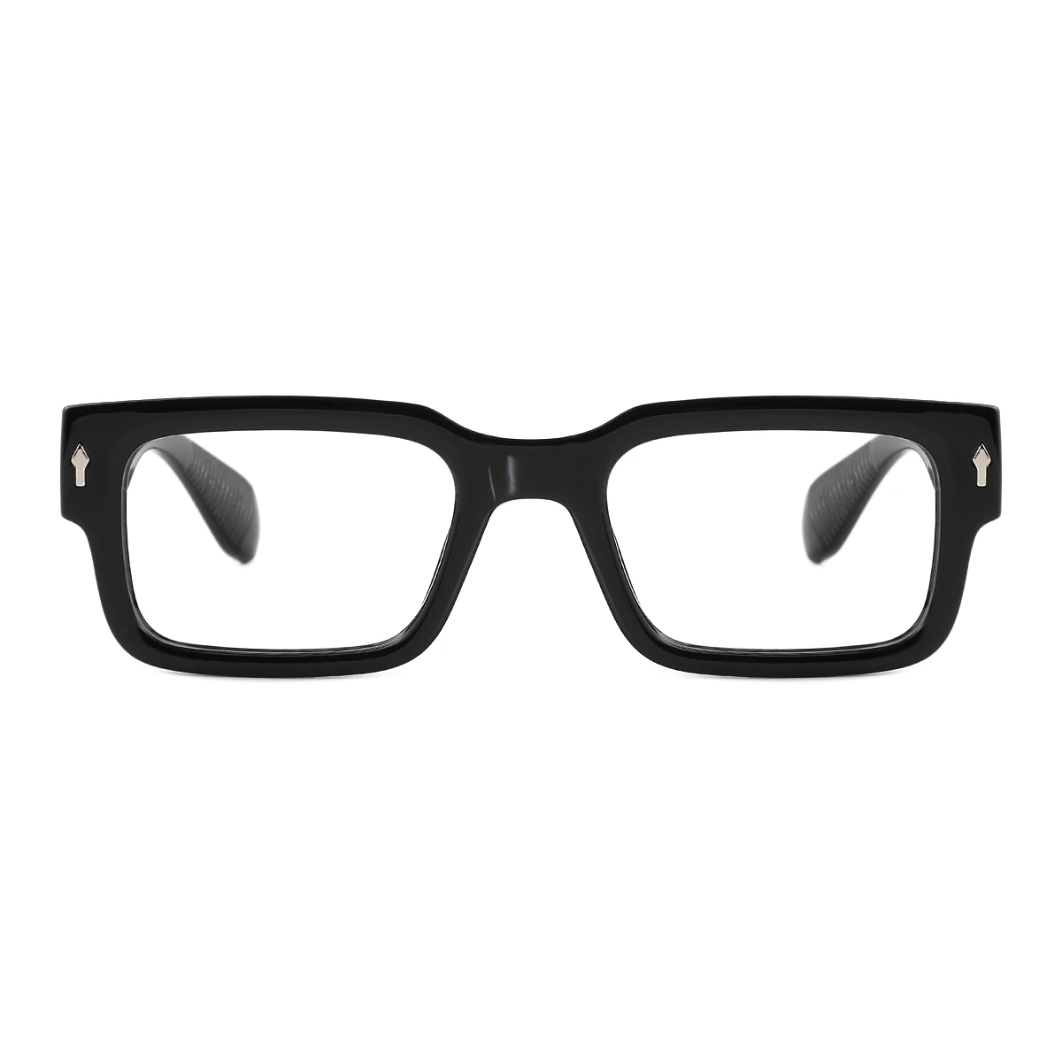 Black Rectangle Simple Classic Custom Engraving Eyeglasses | WhereLight