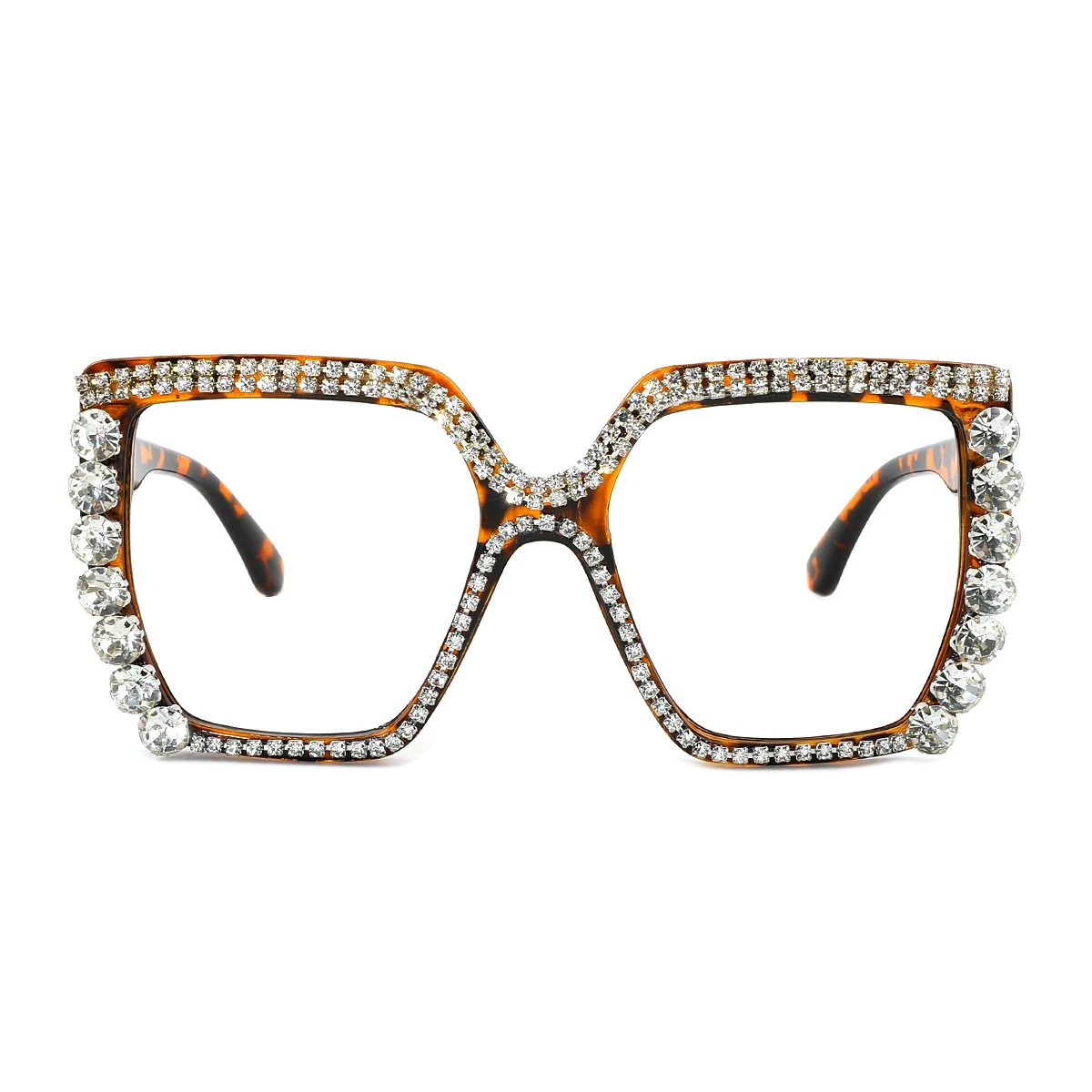 Tortoiseshell Rectangle Unique Rhinestone Custom Engraving Eyeglasses ...